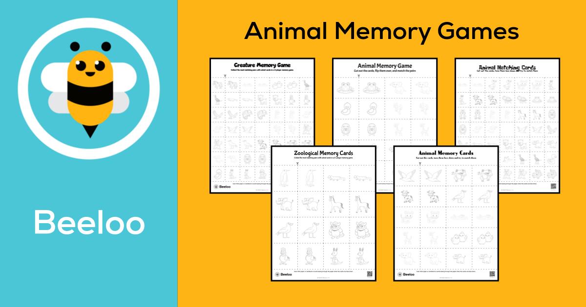 Animal-themed Memory Games • Beeloo Printable Crafts and Activities for ...