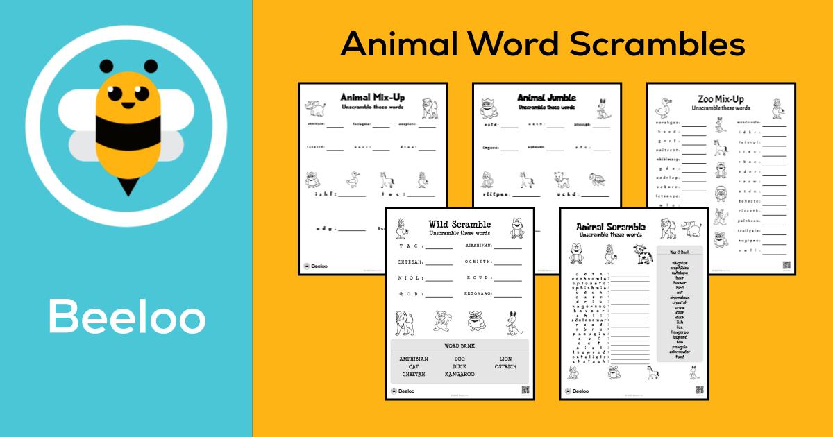 Animal-themed Word Scrambles • Beeloo Printable Crafts and Activities ...
