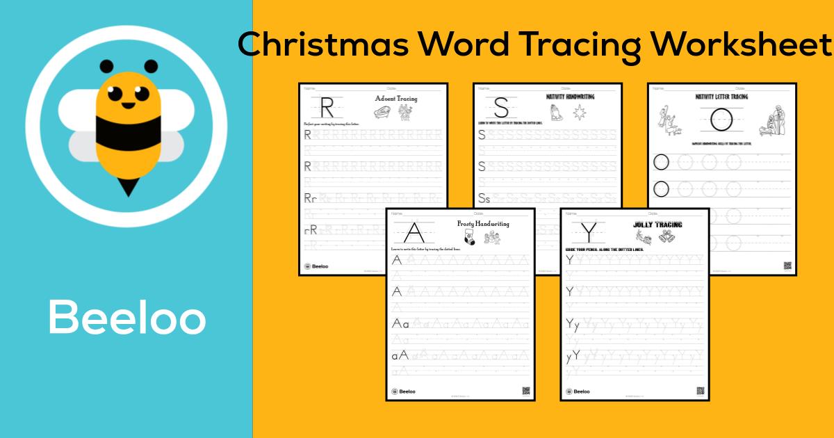 Christmas-themed Word Tracing Worksheets • Beeloo Printable Crafts and ...