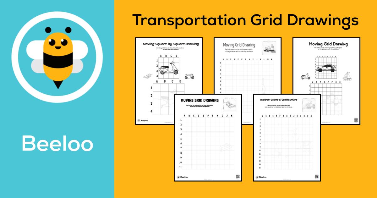 Transportation-themed Grid Drawings • Beeloo Printable Crafts and ...