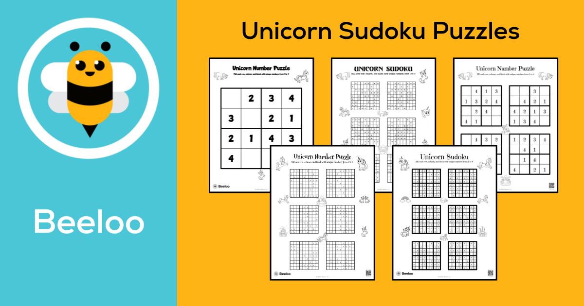 Unicorn-themed Sudoku Puzzles • Beeloo Printable Crafts and Activities ...