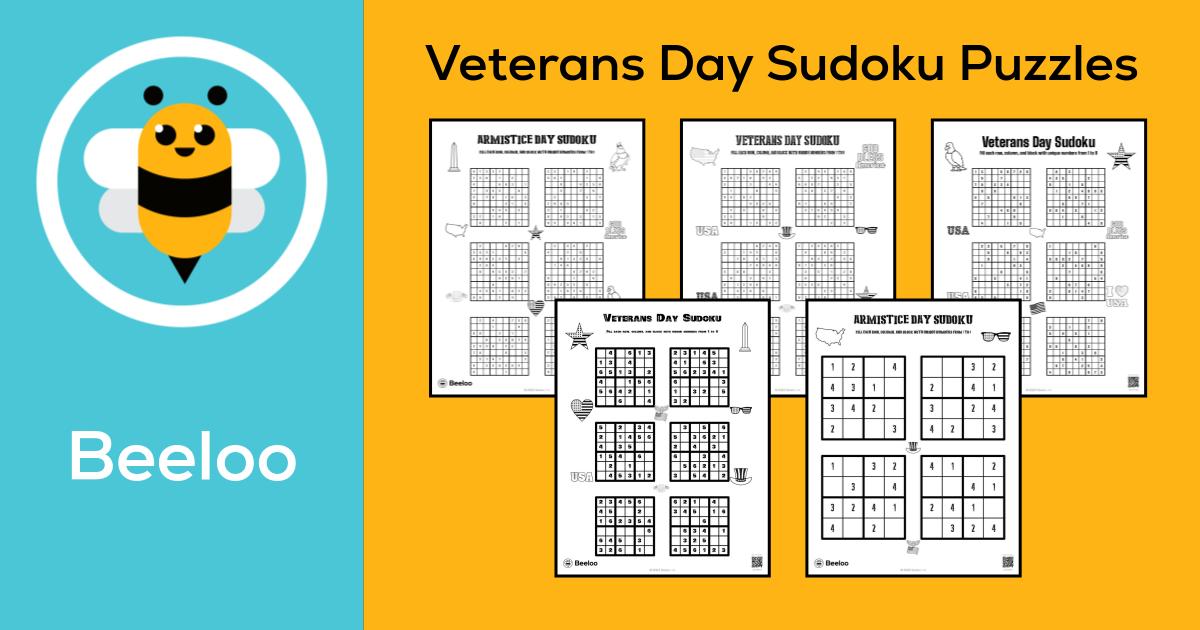 Veterans Day-themed Sudoku Puzzles • Beeloo Printable Crafts and ...